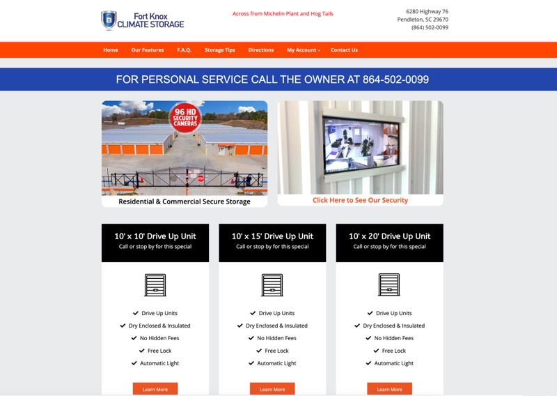 Fort Knox Climate Storage | Upstate SC Web Design