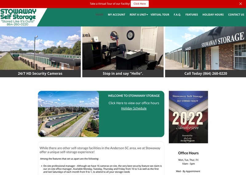 Stowaway Storage | Upstate SC Web Design